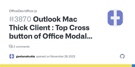 Outlook Mac Thick Client Top Cross Button Of Office Modal Window Not