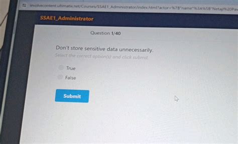 SSAE1Administrator Question 1 40 Dont Store StudyX