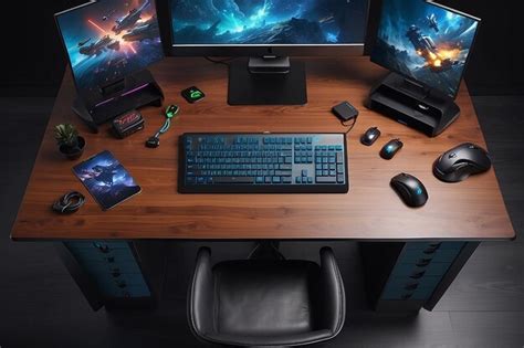 An Overhead View Of The Gaming Desk Perfect For Displaying Mousepads
