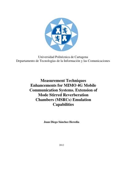Measurement Techniques Enhancements For Mimo 4g Mobile Communication Systems Extension Of Mode