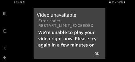 Anyone Else Getting This Pop Up Restart Limit Exceeded If I Pause A Video I Cant Start It