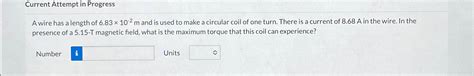 solved current attempt in progressa wire has a length of