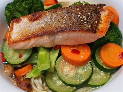 Salmon Udon Noodle Soup Healthy Home Cafe