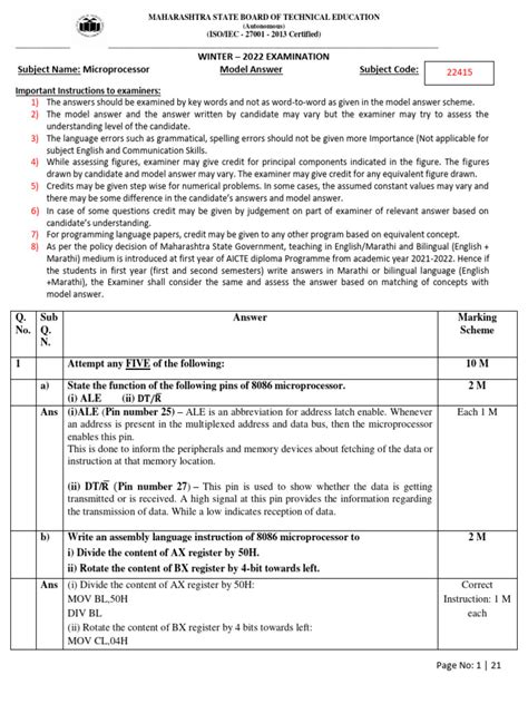 Xxxxx Important Instructions To Examiners Pdf Assembly Language
