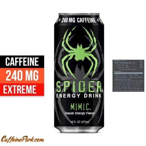 Spider Energy Drink Caffeine Content 240mg Per 16 Fl Oz Can