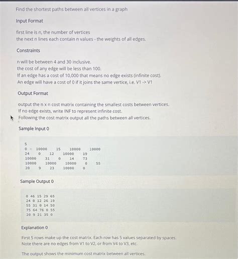 Solved Find The Shortest Paths Between All Vertices In A