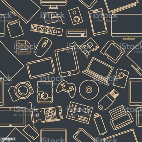 컴퓨터 및 가젯 아이콘 벡터 일러스트 레이 션의 집합에서 완벽 한 패턴입니다 0명에 대한 스톡 벡터 아트 및 기타 이미지 0명 Brand Name Video Game