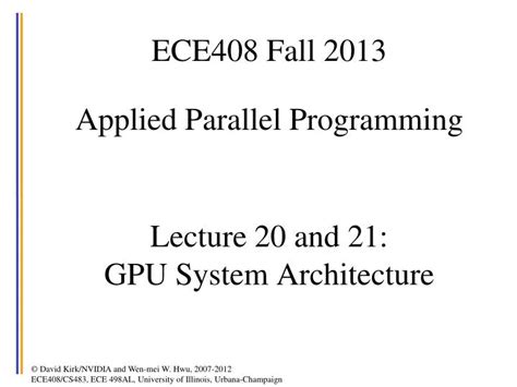 PPT ECE408 Fall 2013 Applied Parallel Programming Lecture 20 And 21