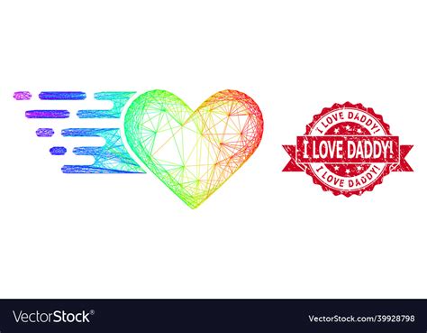 Rubber I Love Daddy Exclamation Seal And Rainbow Vector Image