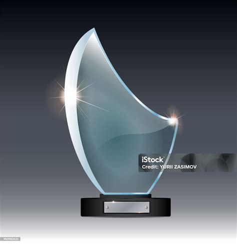 Blank Tall Kaca Trophy Mockup Desain Penghargaan Akrilik Kosong