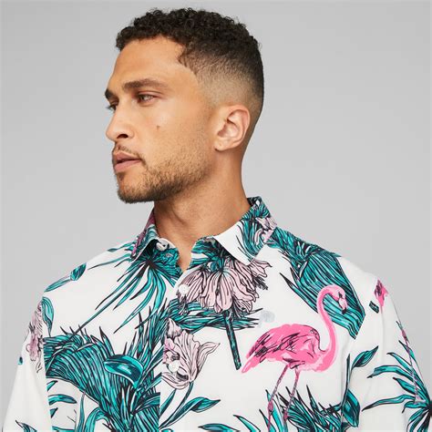 Puma X Ptc Print Button Down Golf Shirt Cobra Golf
