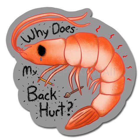 Shrimp Posture 3 Inch Weatherproof Vinyl Sticker Creepy Kawaii