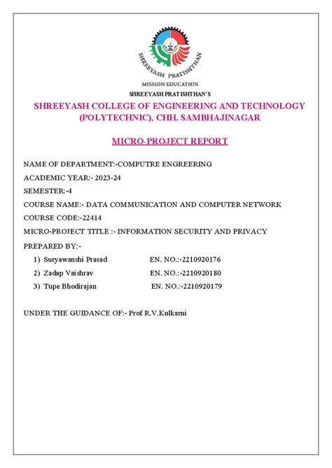 Dcc Format Shreeyash Pratishthans Shreeyash College Of Engineering And Technology