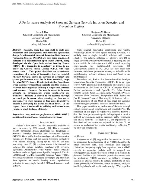 Pdf A Performance Analysis Of Snort And Suricata Network Intrusion Detection And Prevention