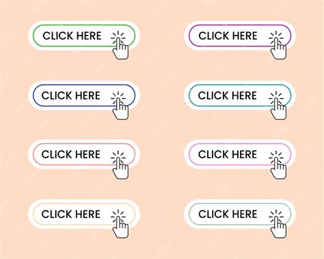 Premium Vector White Click Here Button With Arrow Pointer Clicking Icon Ui Button Concept