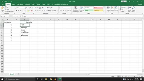 Computing Sum Average Count Max And Min Microsoft Excel Youtube