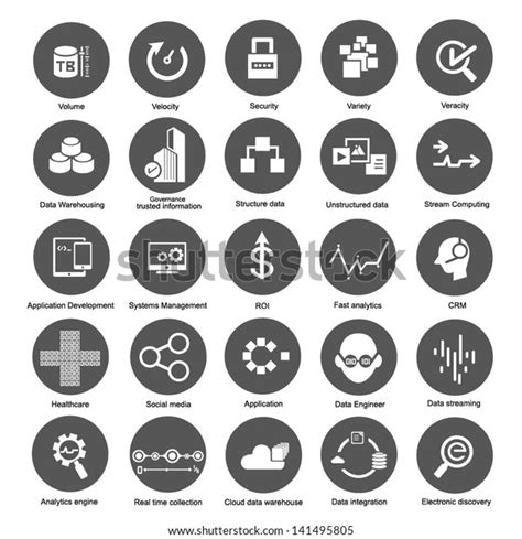 ícones De Big Data Definidos Para Vetor Stock Livre De Direitos 141495805 Shutterstock