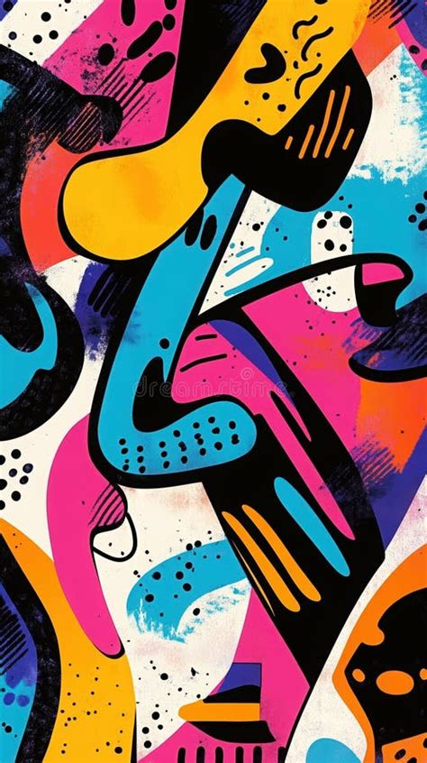 Abstract Vibrant Urban Street Art Featuring Bold Colors And Dynamic