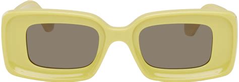 Loewe Yellow Rectangular Sunglasses Ssense Uk