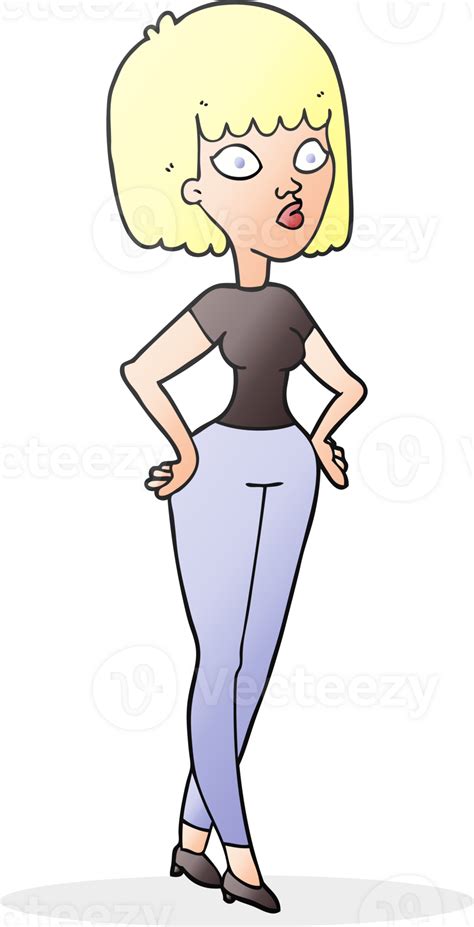 Drawn Cartoon Woman With Hands On Hips 45193014 Png
