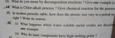 13 What Do You Mean By Decomposition Reactions Give One Example C