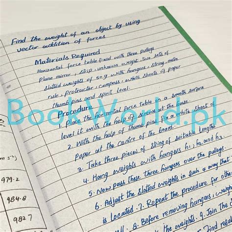 Physics Practical Notebook Solved Class 10 Bookworldpk