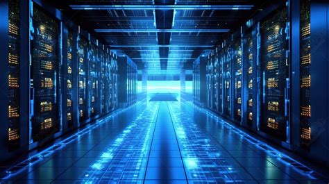 강력한 슈퍼컴퓨터를 갖춘 고급 네트워크 데이터 센터의 3d 렌더링 주인 배경 서버 랙 배경 섬기는 사람 배경 이미지 Hd 주인 서버 랙 섬기는 사람 배경 사진