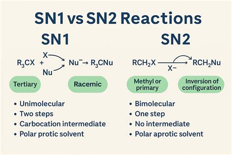 🧪 Sn1 Vs Sn2 Reactions Key Differences For The Dat Organic Chemistry Section — King Of The Curve