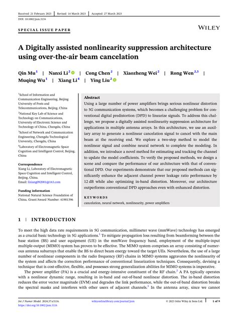 A Digitally Assisted Nonlinearity Suppression Architecture Using Over‐the‐air Beam Cancelation