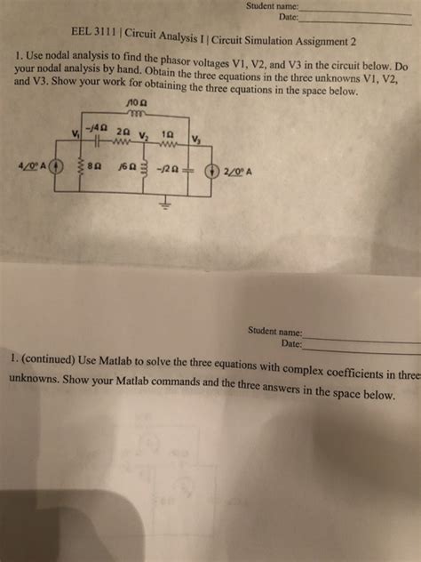 Solved Babe Name Date EEL Circuit Analysis I Chegg Com