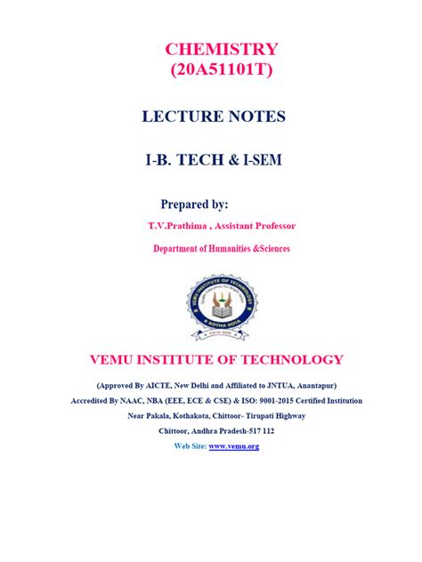 Jntua Chemistry R20 Notes Pdf