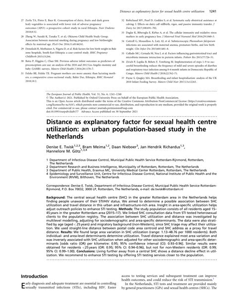 Pdf Distance As Explanatory Factor For Sexual Health Centre
