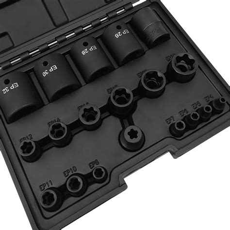 Fxtul19pcs Ep Socket Set 14 38 12drive Female External Torx