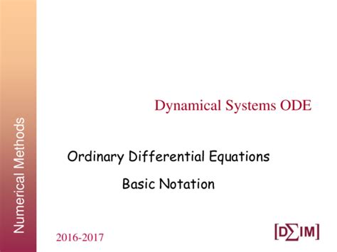 Pdf Dynamical Systems Ode Ordinary Differential Equations Basic Notation