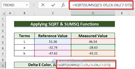 How To Calculate Delta E Color In Excel 4 Methods