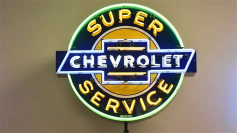 Chevrolet Super Service Neon Sign On Rotating Pole H52 Indy Road