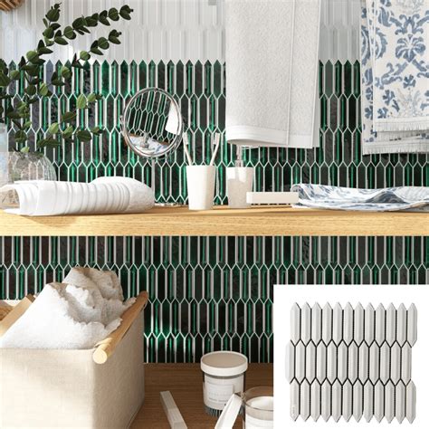 White 3d Arrow Shape Mosaic Tile Articture