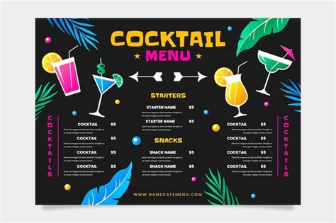 Free Vector Bar Menu Design Template