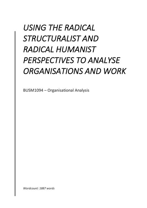 Asm 3 Using The Radical Structuralist And Radical Humanist