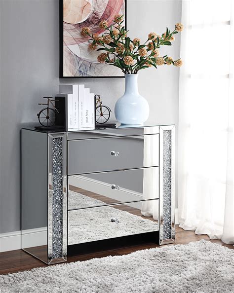Noralie Mirrored And Faux Diamonds Console Table Sams Mattress And Furniture