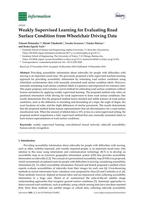 Pdf Weakly Supervised Learning For Evaluating Road Surface Condition From Wheelchair Driving Data