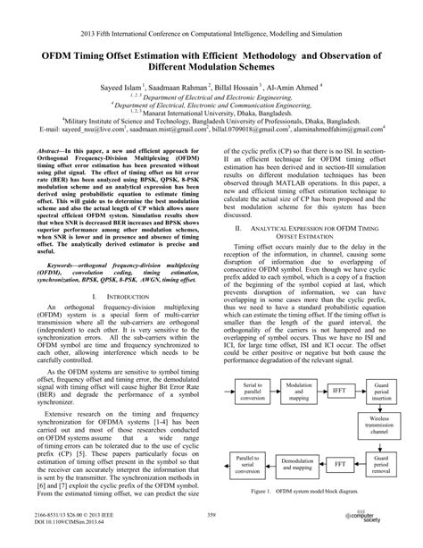 Pdf Ofdm Timing Offset Estimation With Efficient Methodology And Observation Of Different