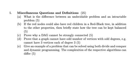 Solved 5 Miscellaneous Questions And Definitions 25 A