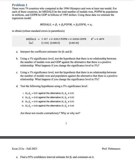 Solved Please Help With The Answers For This Econometrics