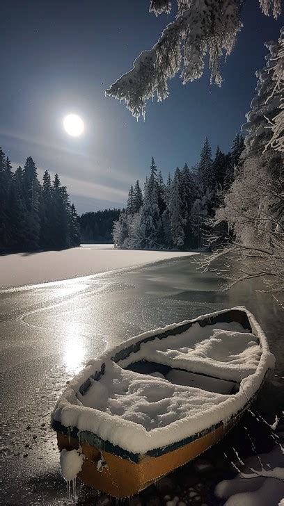 Free Frozen Winter Scene Image Winter Moon Snow Download At Stockcake