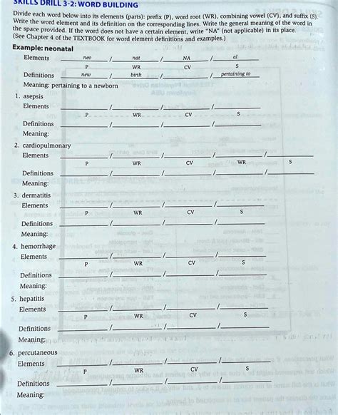 Skills Drill 3 2 Word Building Divide Each Word Below Into Its Elements Parts Prefix P