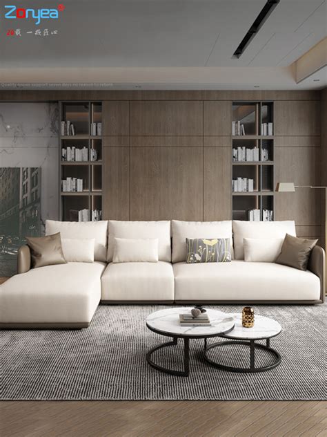 布艺沙发简约现代小户型客厅家用三人科技布整装意式轻奢转角组合 虎窝淘