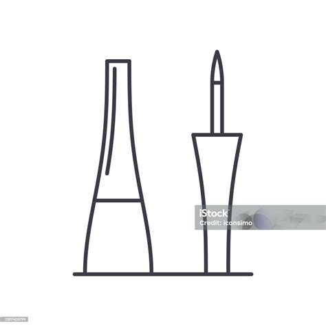 아이라이너 아이콘 선형 절연 일러스트레이션 씬 라인 벡터 웹 디자인 사인 흰색 배경에 편집 가능한 스트로크가 있는 개요 개념