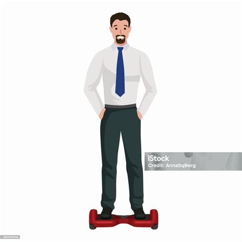 전기 스쿠터 새로운 현대 기술 호버와 활성 사람들 재미 남자 자기 균형 바퀴 전송 Gyroscooter 타고 거리 벡터 일러스트