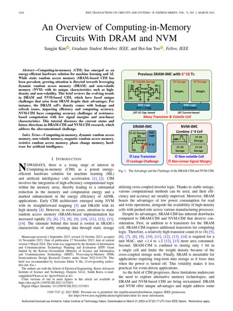 an overview of computing in memory circuits with dram and nvm pdf